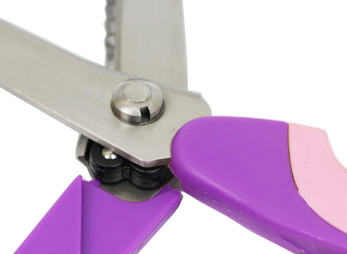 JISTL Professional Stainless Steel Dressmaking Sewing Craft Scissors, 9.3 inches Handled Pinking Shears (Purple)