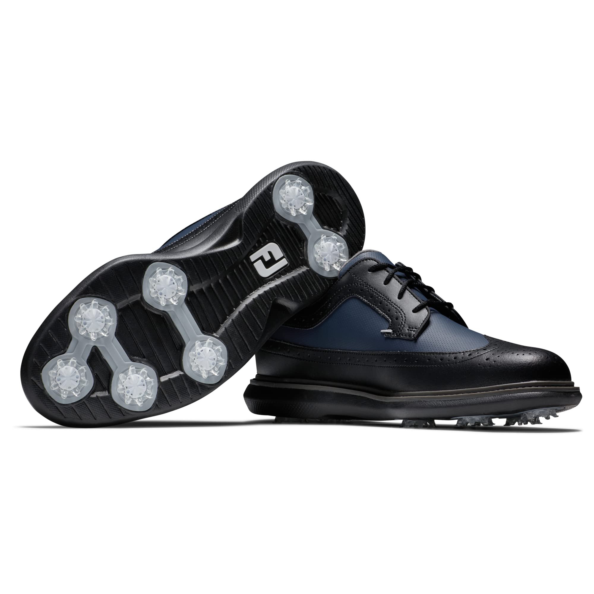 FootJoy Men's Traditions-Shield Tip Previous Season Style Golf Shoe, Black/Navy, 10.5 Wide