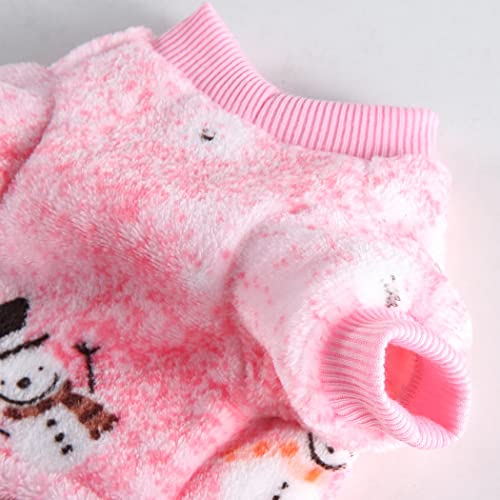 XIAOYU Christmas Pet Clothes Snowflake Pattern Warm Dog Pajamas Cat Jumpsuits Puppy Apparel, Pink, M