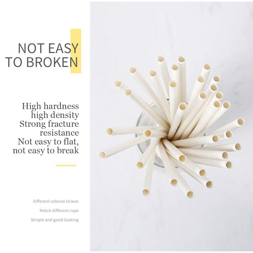 JITUUE Paper Straws Individually packaged - Eco-Friendly Party Supplies in Bulk for Restaurants - Perfect for Juices, Shakes, Smoothies, Ice Coffee & More(White,200 pcs)