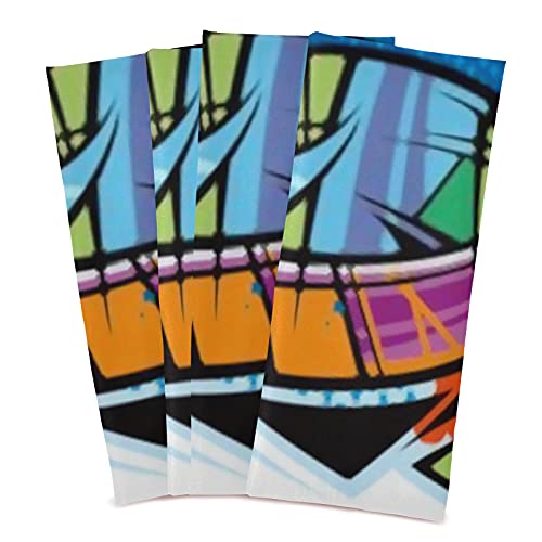 JIUCHUAN Kitchen Dish Towel Set 6 Graffiti Art Mural Kitchen Towel Large28''x18'' Kitchen Towels,Dishcloths,Decorative Waffle Towels,Hand Towels,Tea Towels