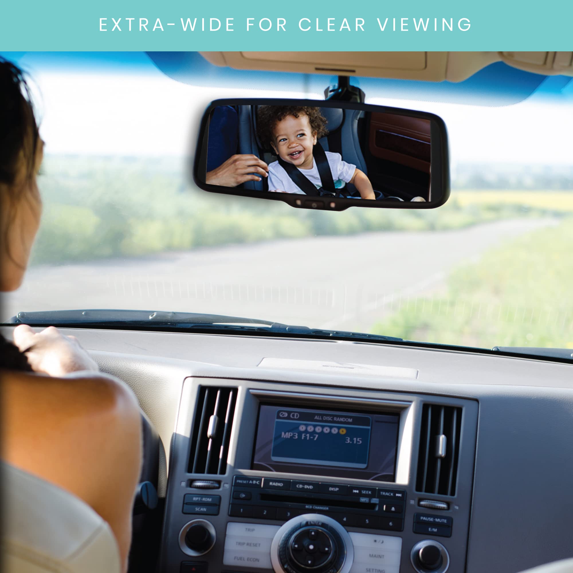 Lulyboo Large Baby Mirror for Car with 360° Rotation, Adjustable Rear Facing Car Seat Mirror, Black