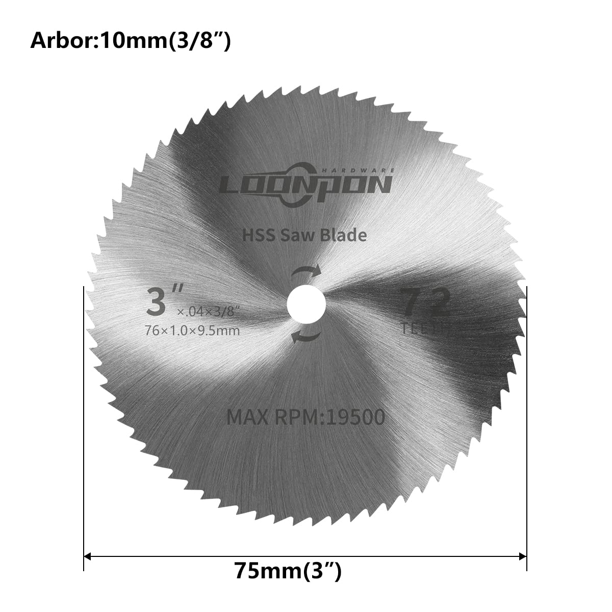 JIUNENG 3 Inch HSS Circular Saw Blade, 3/8 Inch Hole High Speed Steel Cutting Disc for Cutting Wood Plastic Metal,1Pcs