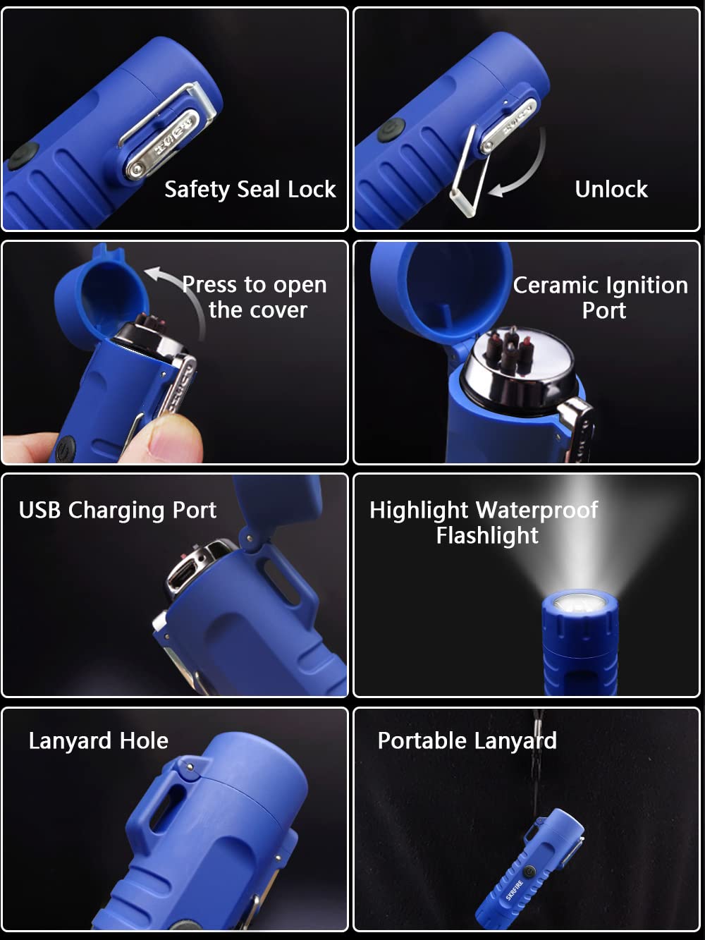 Electric Lighter Waterproof,Arc Lighter Plasma Lighter with LED Flashlight,Rechargeable USB Lighter Flameless Electric Lighters Outdoor(Camouflage)