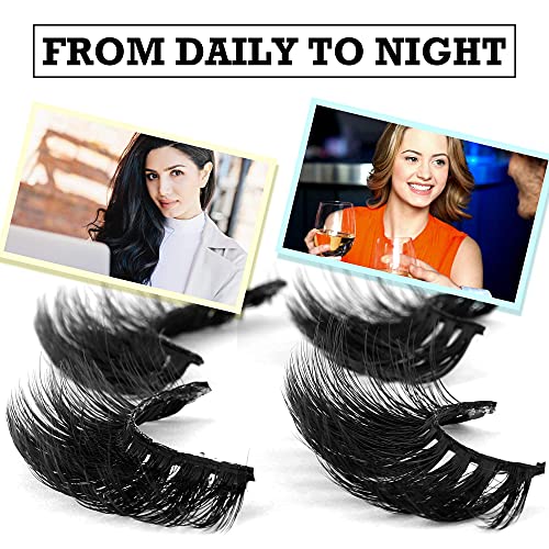 False Eyelashes Volume 14 Pairs False Eyelashes Fluffy 14mm 3D Faux Mink Lashes Natural Look 2 Styles FANXITON Eyelashes Pack