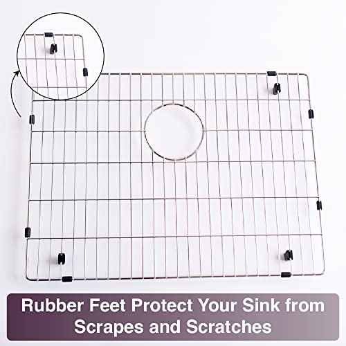 Kitchen Sink Grid (19" x 14") - Kitchen Sink Protector Stainless Steel - Sink Rack for Bottom of Sink with Rear Drain for Single Sink Bowl - Anti Scratch, Sturdy, and Rust Resistant