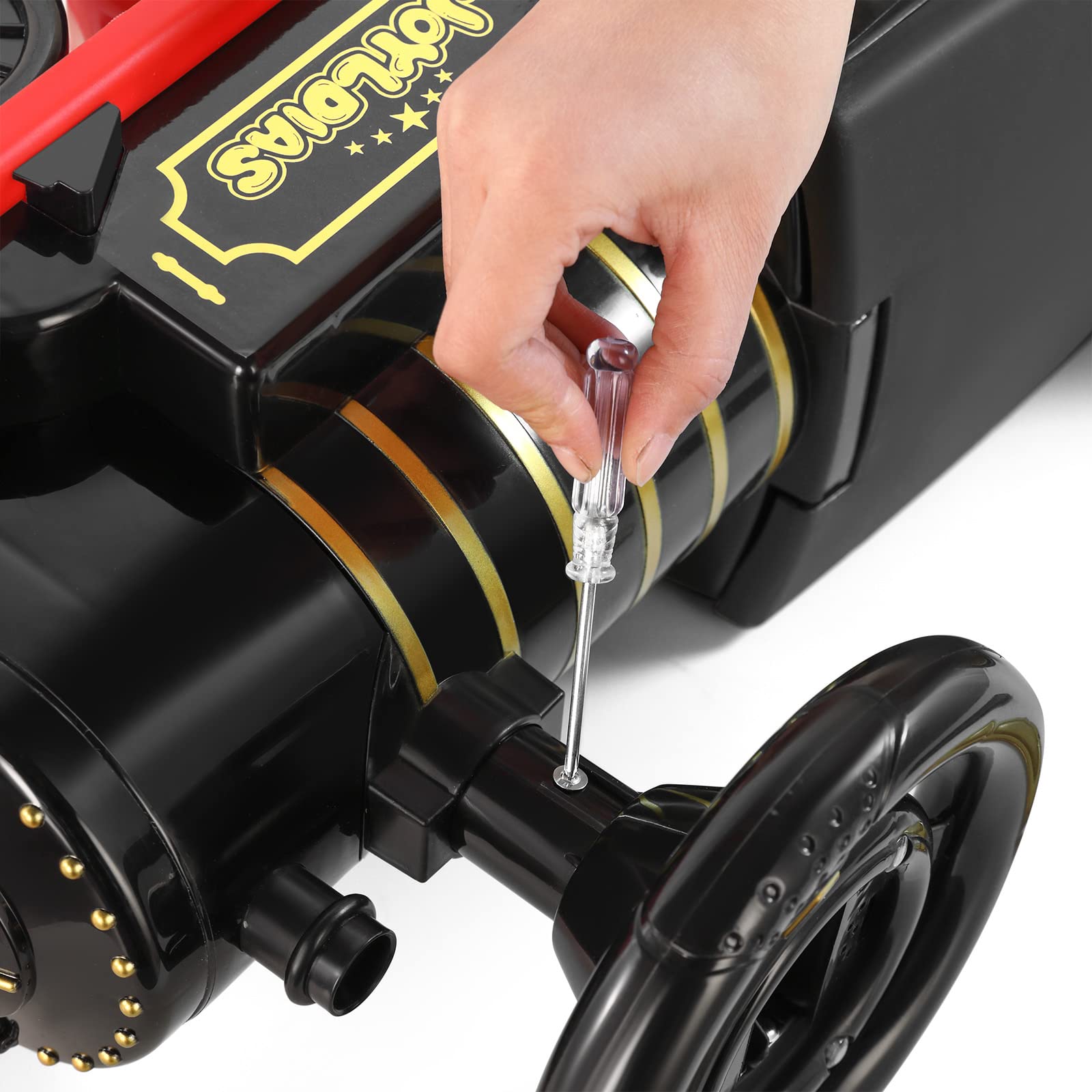 JOYLDIAS Toddler Ride On Train, Push Cars for Toddlers with Led Lights, Train Horns and Storage, Black (Non-Electric Version)