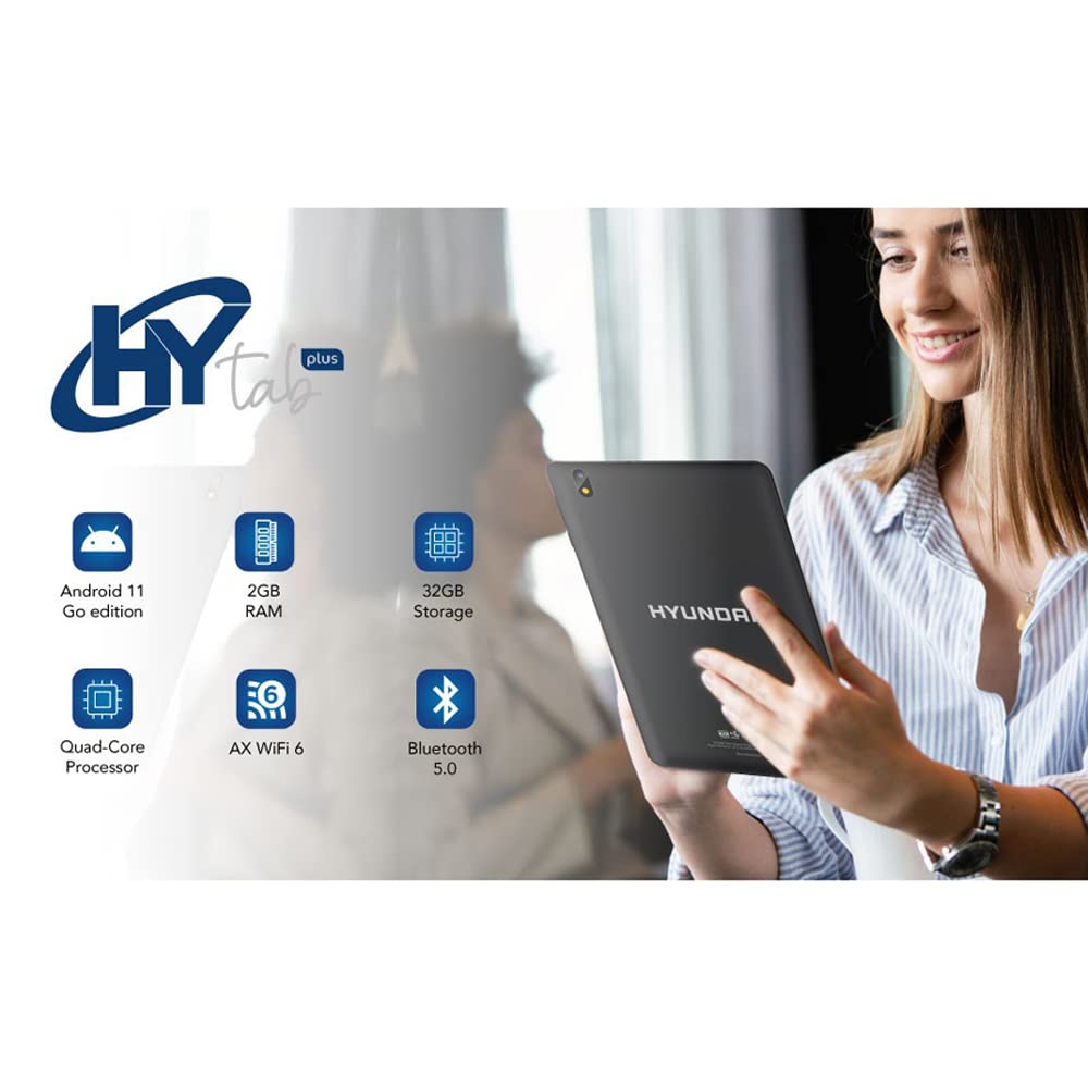 HYUNDAI HT8WB1RBK02A HYtab Plus 8WB1 8" Tablet, HD IPS, 2GB/32GB Bundle with Hard Shell EVA 10 inch Case, Deco Gear Screen Protector, Stylus Pen and Deco Gear Tablet Stand