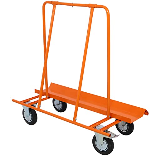 Heavy Duty Panel Dolly Cart with 4 Swivel Wheels, Dolly 1800lbs Load Capacity Handling Sheetrock, Casters with Brake, Rolling Dolly(Orange)
