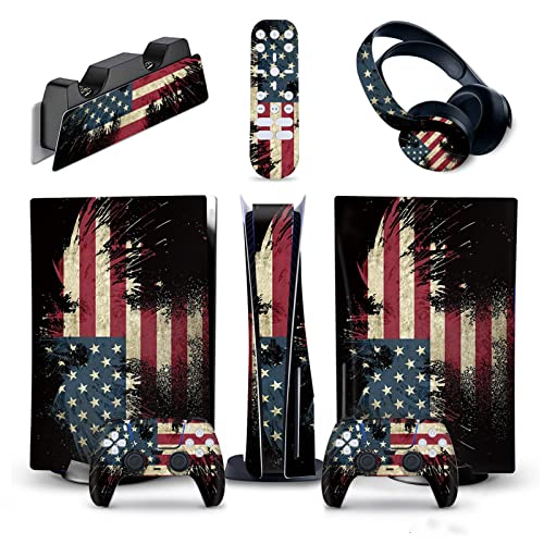 Guugoon Starry Sky Five in One Full Set Skins Compatible with Ps5 Console Controller Disc Edition, Vinyl Decal Stickers for Ps5 Console Disc Edition,5