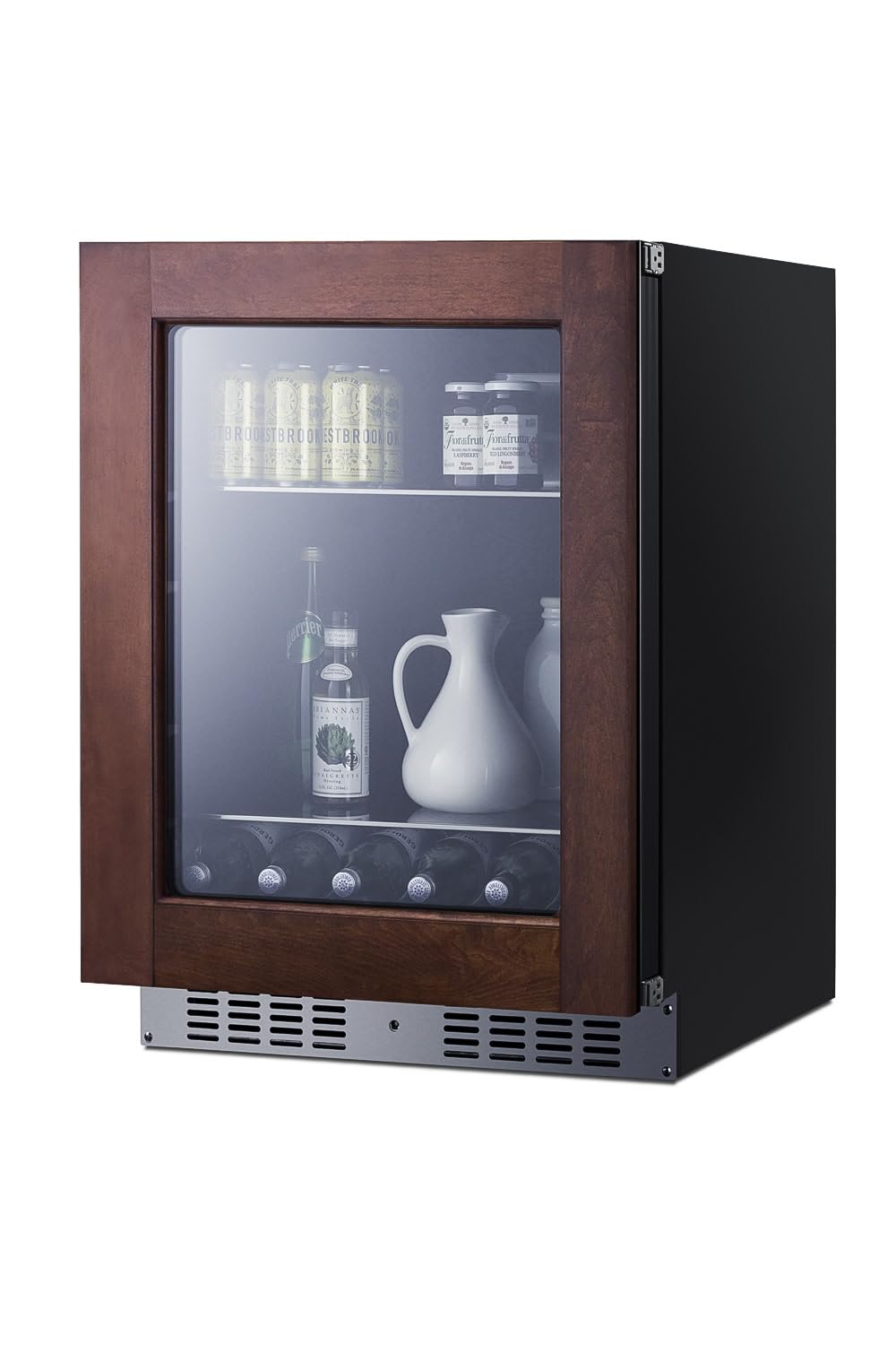 Summit Appliance AL57GPNR Commercial 24" Wide 5.0 Cu.Ft. Built-in Undercounter ADA Compliant Beverage Center with Panel-ready Glass Door, Black Cabinet, Factory Installed Lock and Digital Controls