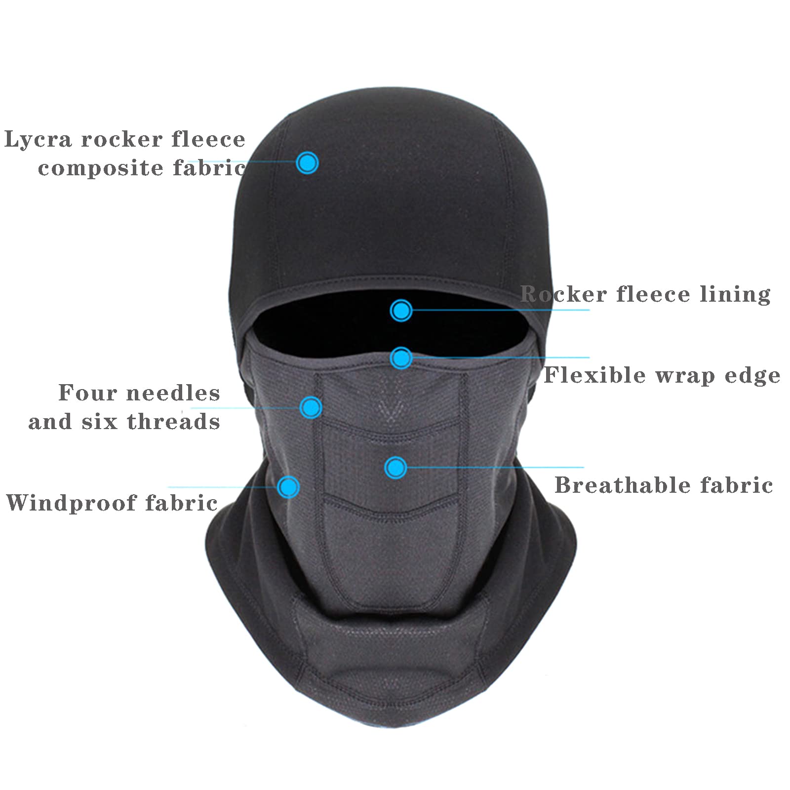 FSIGOM Ski Protection Kit Wind and Cold Prevention Balaclava mask Ski Goggles Riding hat (2 in 1) Silver