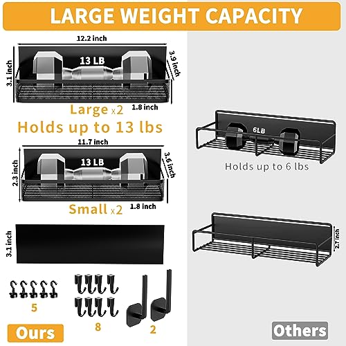 Magnetic Spice Rack for Refrigerator, 4 PACKS Super Strong Magnetic Holder 13lbs, Movable Magnetic Shelf for Refrigerator Kitchen Organization -2 Paper Towel Holder,5 Magnetic Hooks,8 Removable Hooks