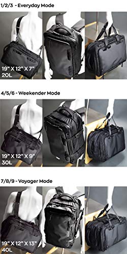 Taskin ONE | Carry-on/Day-use Large Travel Laptop Backpack for Men | Double Expandable Convertible 20L/30L/40L