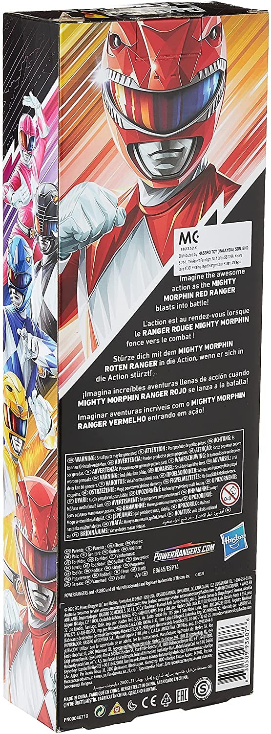 HASBROSERIES PowerRangers Mighty Morphin Red Ranger 12-Inch Action Figure Toy with Power Sword Accessory