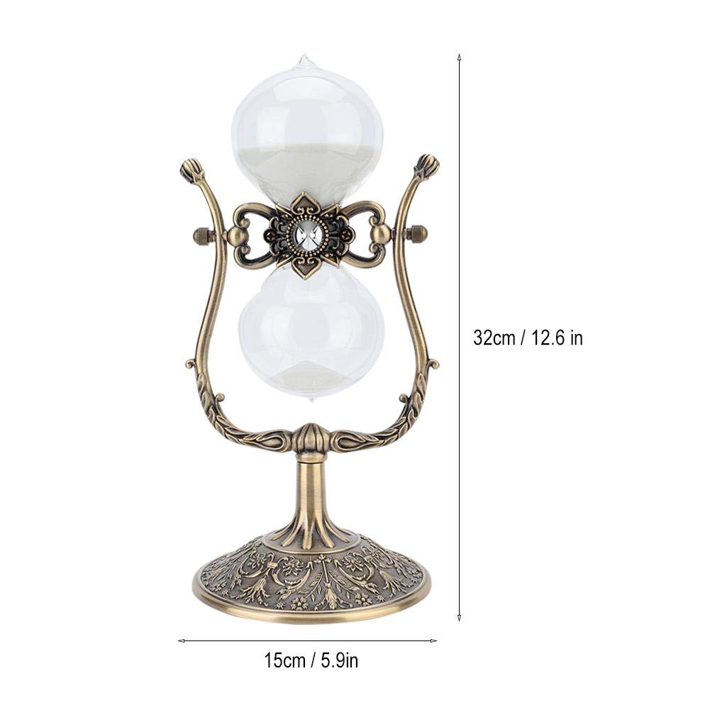 Hourglass Timer European Style Pattern 30 Minutes Rotating Sand Clock Timer Desk Decoration (Bronze)