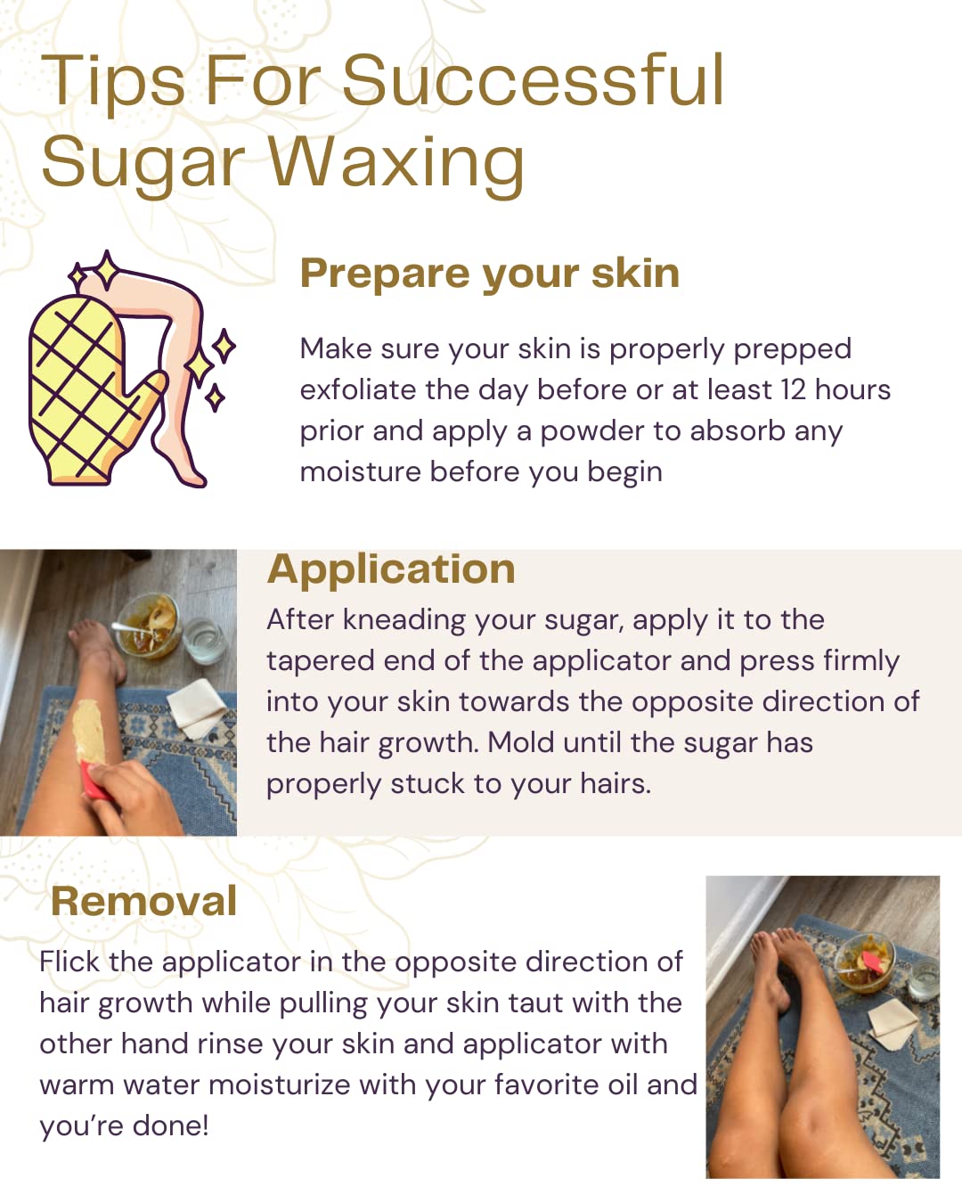 KANDAKA BEAUTY Sugar Waxing Kit - Brazilian Wax Applicator with Strips for Women's Hair Removal