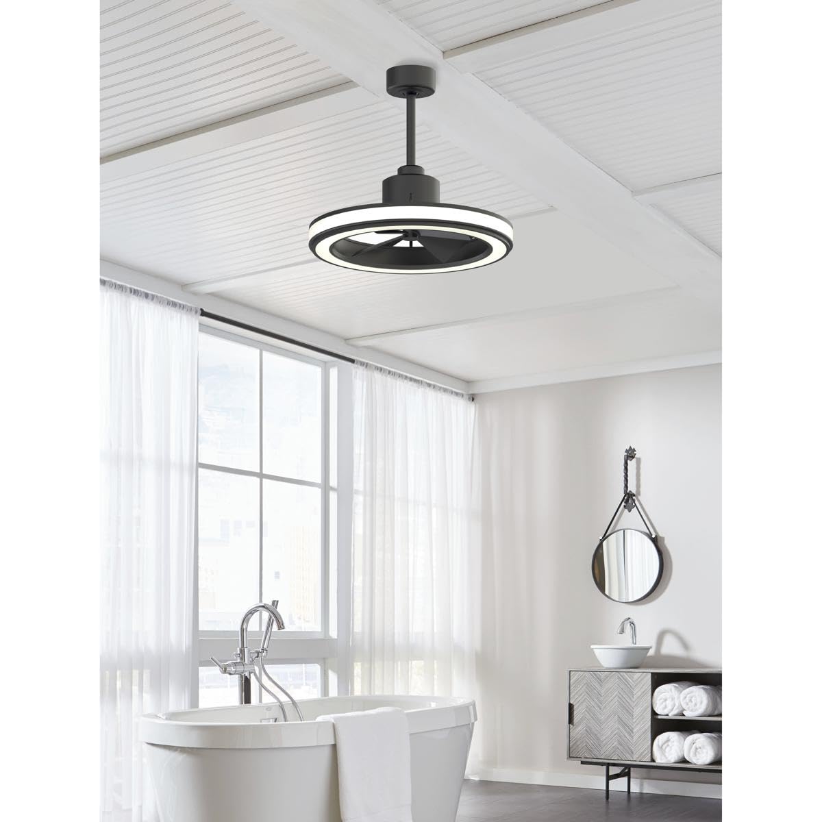 Fanimation Gleam Indoor/Outdoor Ceiling Fan with LED Light Kit 16 inch - Black
