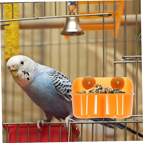 MERRYHAPY 2pcs Parrot Feeder Bird Cage Food Bowl Pet Supplies Birds Feeders Cups Plastic Stainless Steel