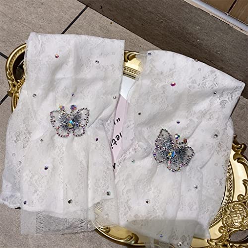 Handmade Three-Dimensional Butterfly Double Lace Printing Fairy Sleeves Driving Daily Bottoming Sleeves (Color : B, Size : One Size)