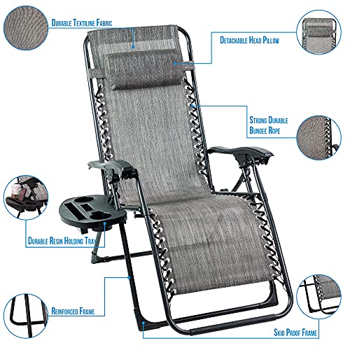 Sun-Ray 203078 Grey Upgraded Gravity Chairs, 35.43 x 25.59 x 41.5 Inches