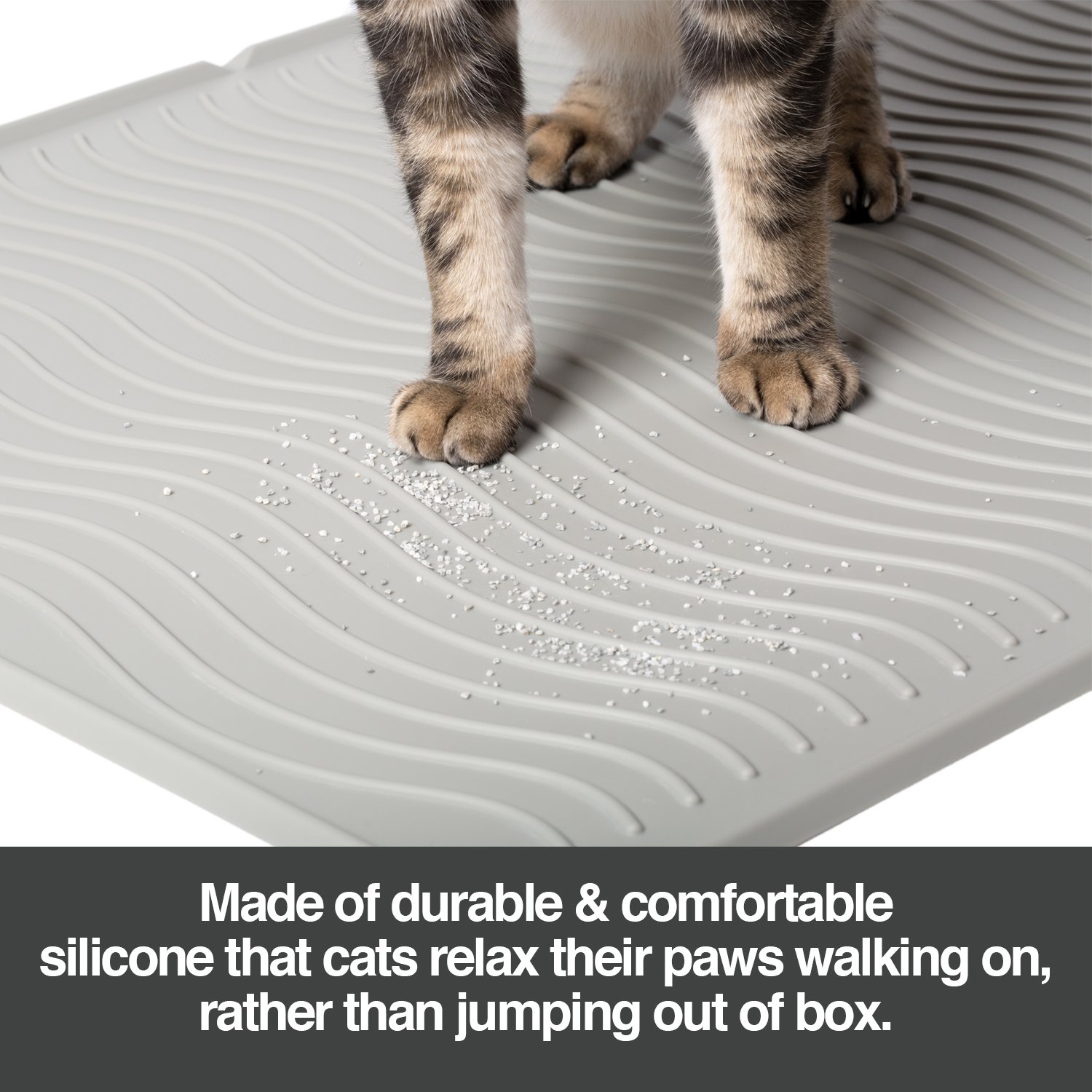 PetFusion ToughGrip Waterproof Cat Litter Matt with Inner Channels & Raised Outer Lip | XL | Premium Grade Silicone | Housebreaking Cat Supplies Needs