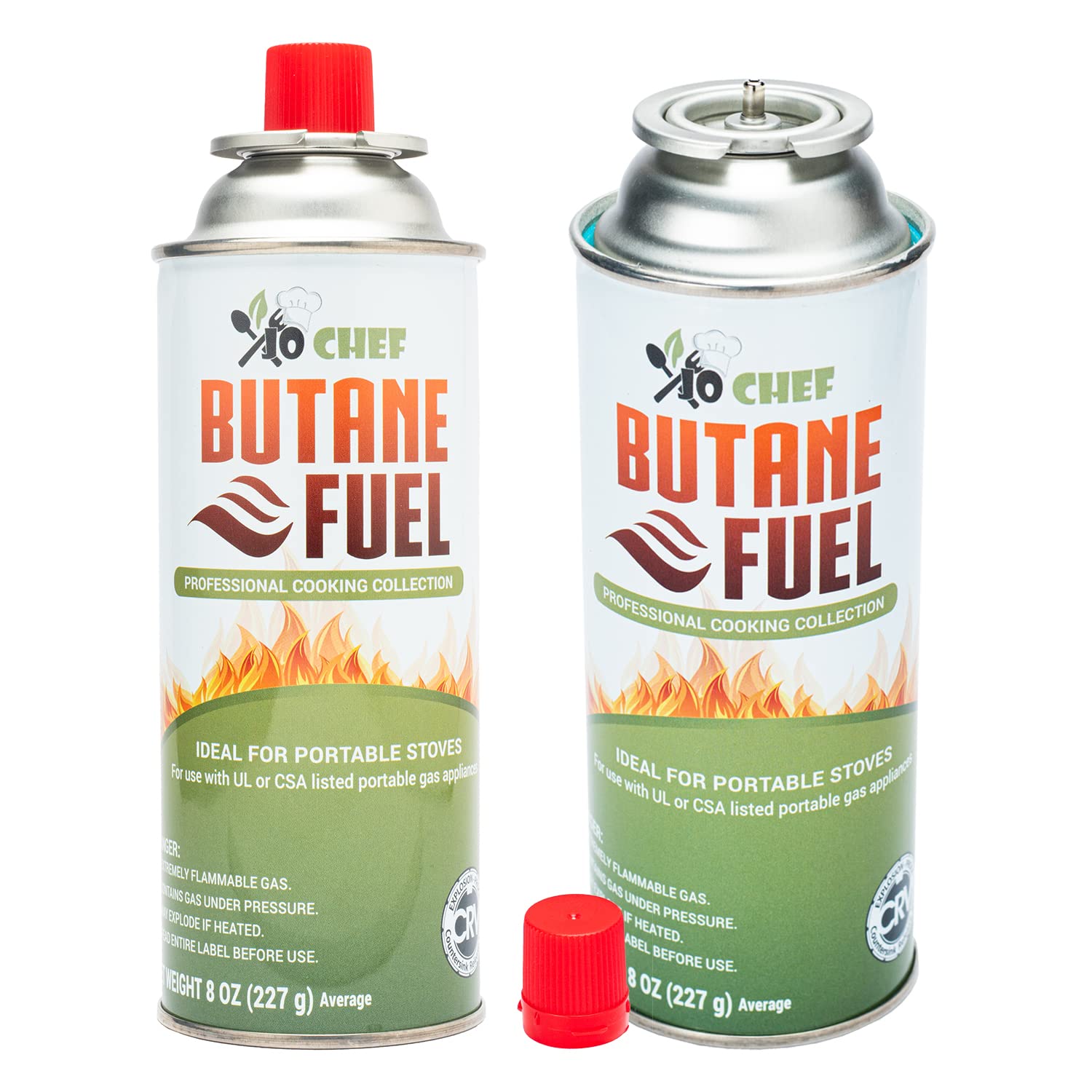 Jo Chef Butane Fuel Canister, 8. 8 oz Butane Cylinder, Use Directly with Brûlée Kitchen Blow Torch Head