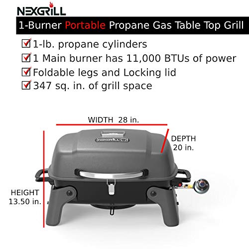 Nexgrill 1-Burner Portable Propane Gas Table Top Grill in Black