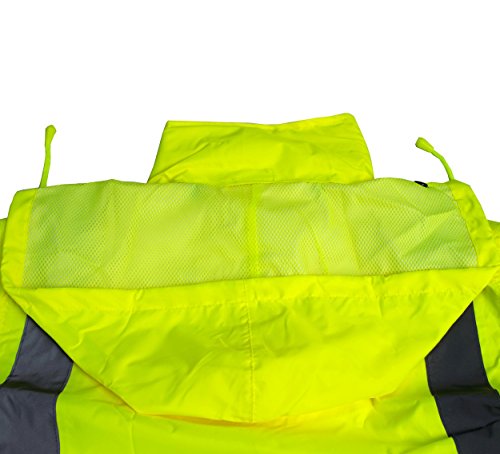 New York Hi-Viz Workwear RK Safety Class 3 Rain suit, Jacket, Pants High Visibility Reflective Black Bottom RW-CLA3-LM11 (Extra Large, Lime)