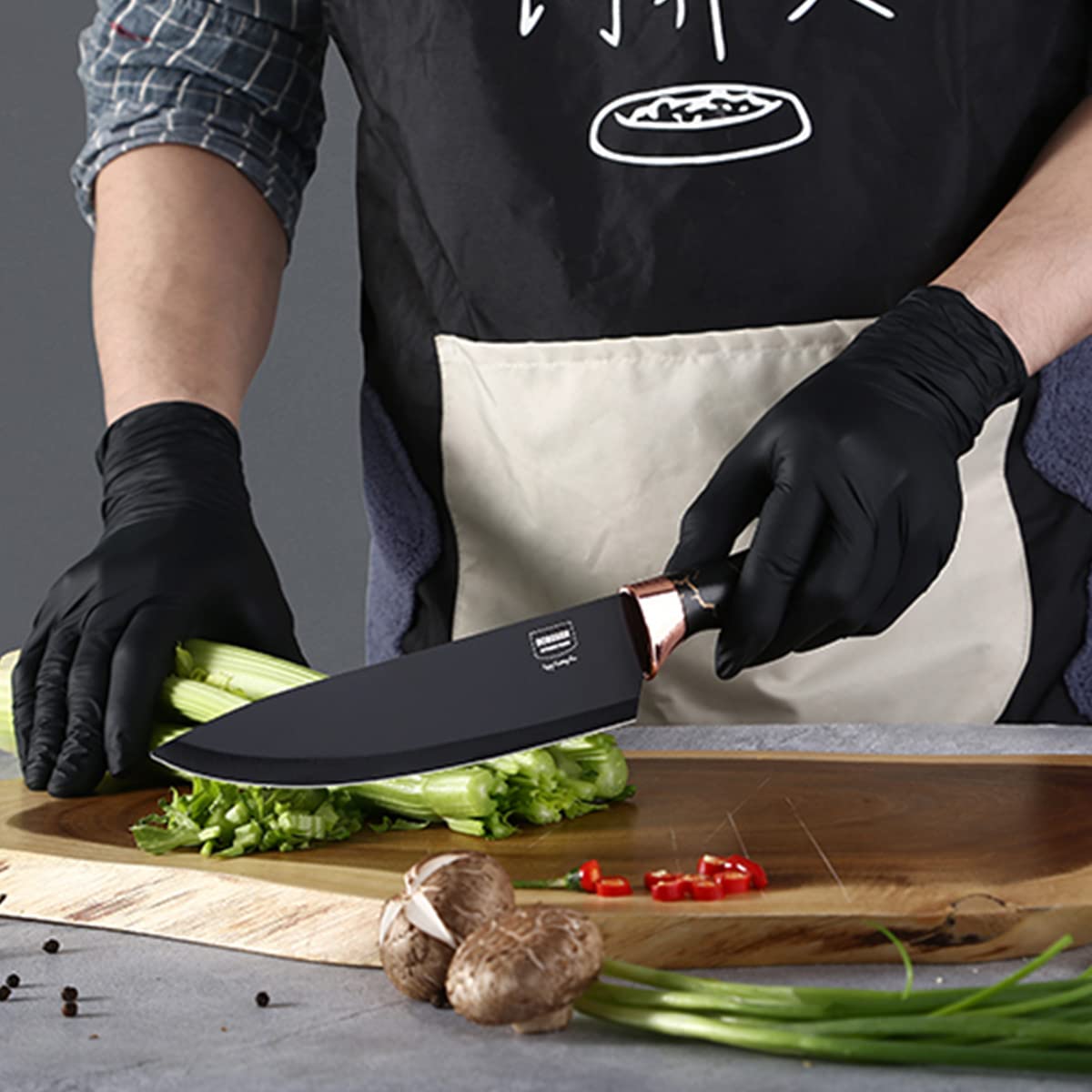 Kitchen Knife Set, 7-Piece Knife Block Set with Block Self Sharpening, High Carbon Stainless Steel Cooking Chef Knife Set Black Nonstick Coating & Ergonomic Handle