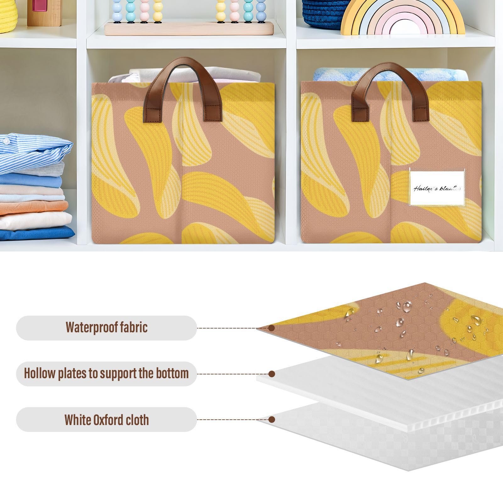 VKPSCHJ Potato Chips Pattern Printed Storage Bins Collapsible Storage Baskets with Handles, Foldable Storage Boxes for Closet Shelf Office Organizer