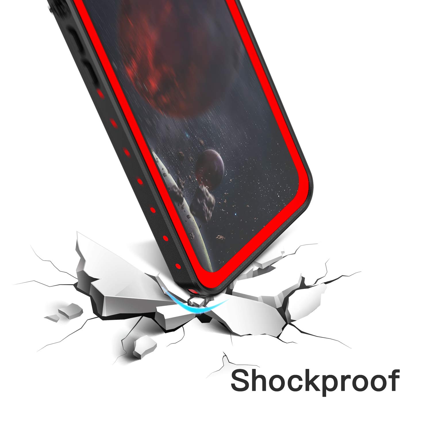 Fansteck iPhone 11 Waterproof Case, (6.1 inch) IP68 Full-Body Protective Case with Built-in Screen Protector, Snowproof/Dirtproof/Shockproof Case, High Sensitive Screen Touch (Red/Black)
