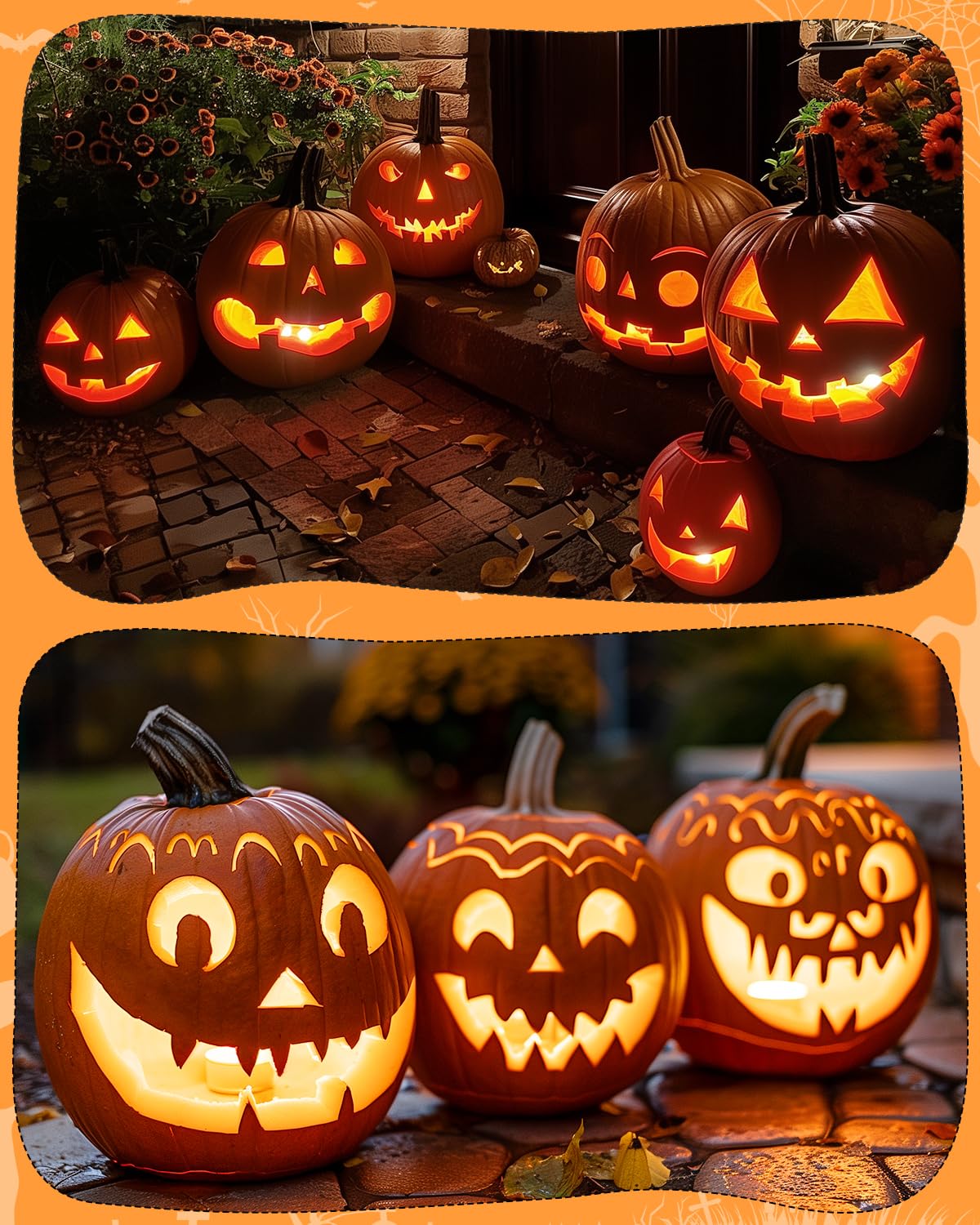 Luditek Pumpkin Carving Kit, 17 PCS Professional Stainless Steel Pumpkin Carving Tools with 4 Electronic Candles Lights and 10 Stencils, Halloween Gifts Jack-O-Lanterns Cutting for Adults Kids