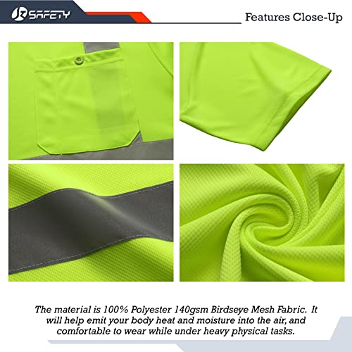JKSafety Hi-Vis Reflective Safety Apparel | Daily Work T-Shirt Yellow Color with Sewed Retro-Reflective Strips | ANSI Compliance (77-Yellow, XL)
