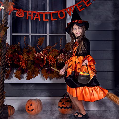 Rocinha Halloween Candy Bowls Decoration, 3 Pcs Witches Cauldron Serving Bowls with Iron Rack, Black Plastic Hocus Pocus Candy Bucket for Halloween Party Indoor Outdoor Home Kitchen Decorations