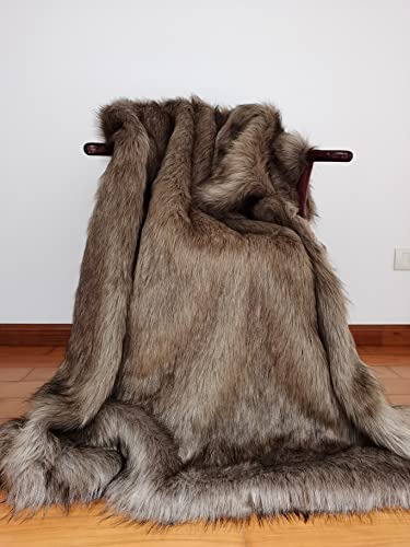 Starose Luxurious Faux Fur Throw Fake Wolf Fur Throw Blanket Couch Throw Bedspread Comforter Large Size (Brown, King)