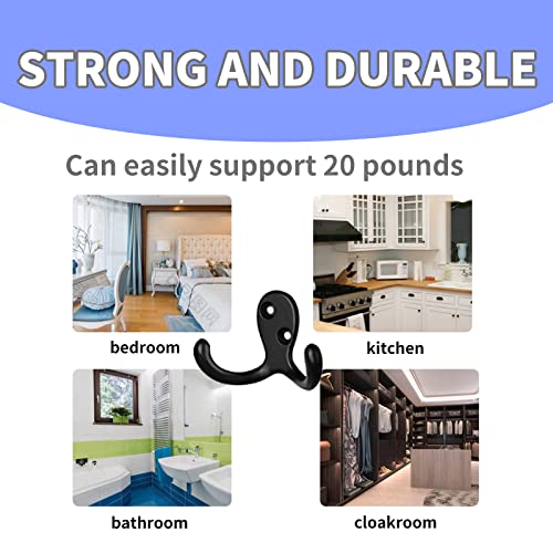 YAFIYGI 5Pack Towel Hook Heavy Duty Metal Single Prong Robe Hanger Rustproof Wall Hooks for Hanging Towel Hooks with 10 Screws for Bags,Hat, Cap,Cup(Black)