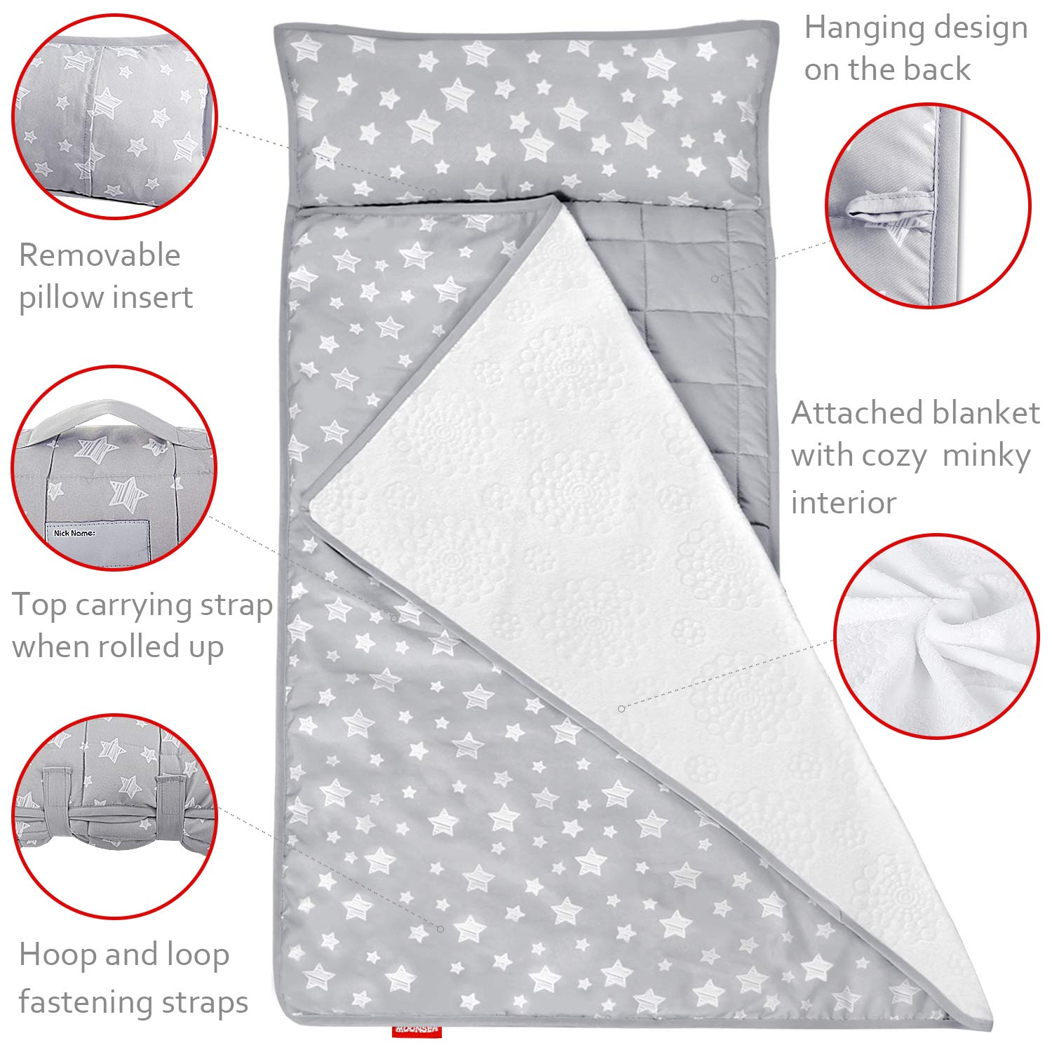 Hexagon Playpen Mat and Toddler Nap Mat with Lovely Grey Star Print