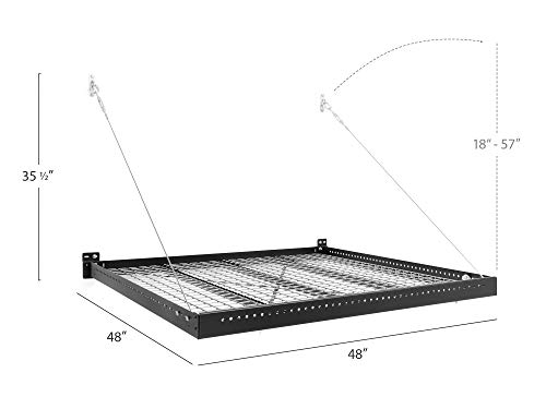 NewAge Products Pro Series Black 4'. x 4'. Wall Mounted Steel Shelf, Garage Overheads, 40402