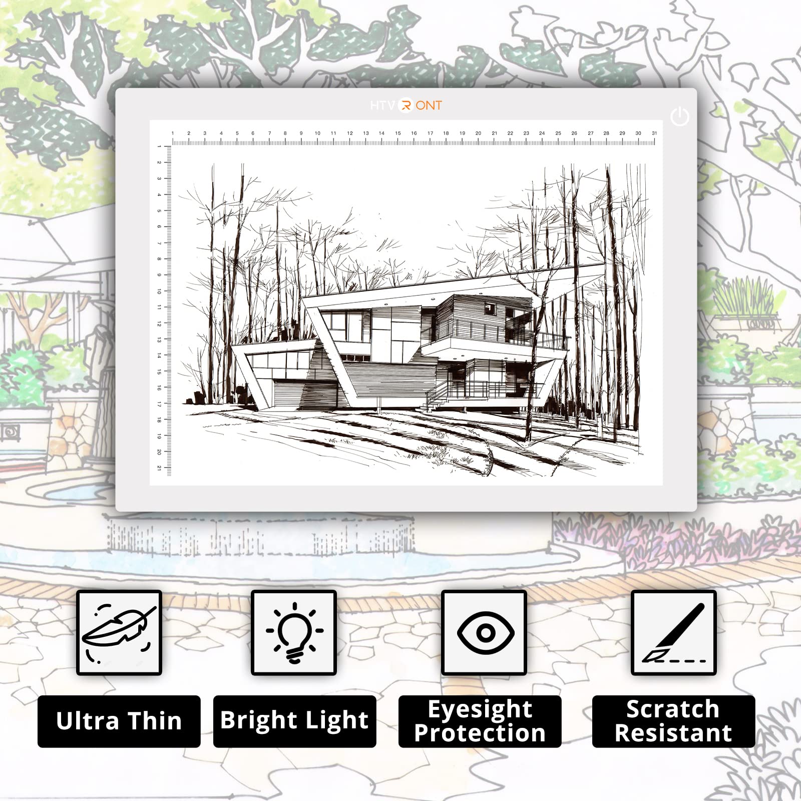 HTVRONT Portable A4 Led Bright Light Pad, Ultra-Thin & Adjustable Luminosity Light Board, USB Powered White Light Box for Tracing, Weeding Vinyl, Weeding Tool, Diamond Painting, Sketching