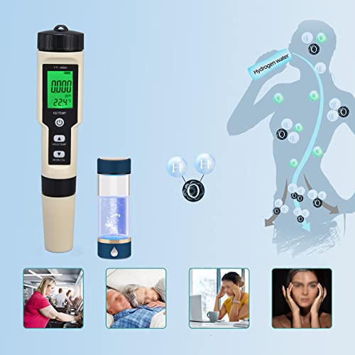 HEEPDD Hydrogen Test Pen, LCD High Accuracy Pen Type Hydrogen Meter with Backlit for Drinking Water Aquariums Gardening