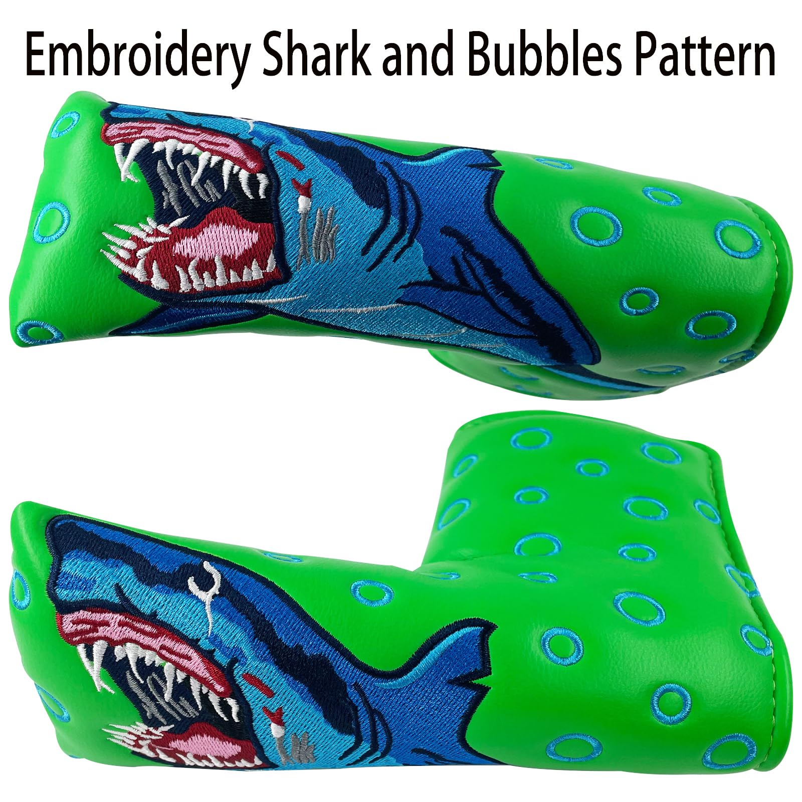 Gbourly Golf Club White Shark Mallet Putter Cover Heel Shafted PU Leather Magnetic Closure Headcover