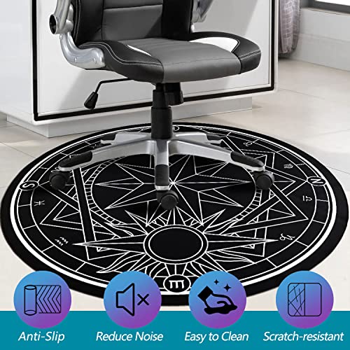 Homcomoda Gaming Chair Mat for Hardwood Floor Anti-Slip Round 47 Inch Floor Protector Low-Pile Computer Chair Mat for Office Gaming Room Home Decor