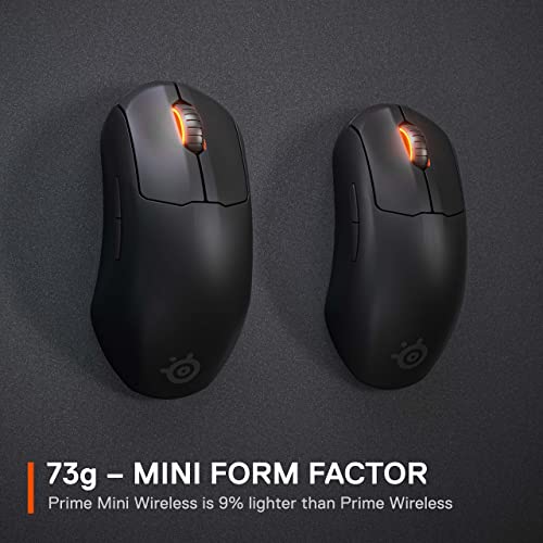 SteelSeries Prime Mini Wireless FPS Gaming Mouse – 100 Hour Battery – USB-C – 18,000 CPI TrueMove Air Optical Sensor – 5 Programmable Buttons – Magnetic Optical Switches – Mini Form Factor (Renewed)
