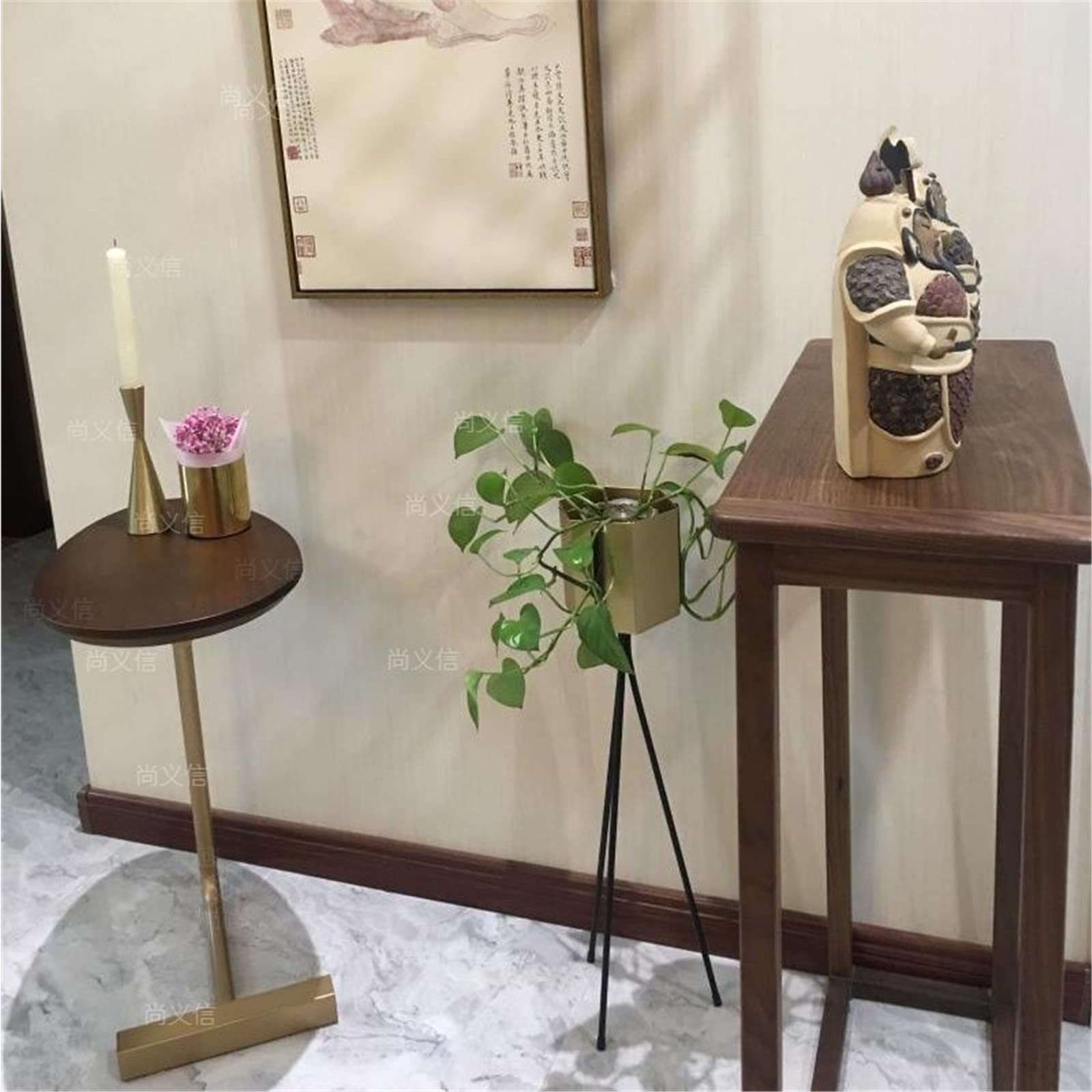 EYCIYC Oval Side Table, Sofa End Table, C Shaped Coffee Table with Wooden Top & Metal Legs Small Bedside Table for Living Room and Bedroom(Size:45 * 30 * 60CM)