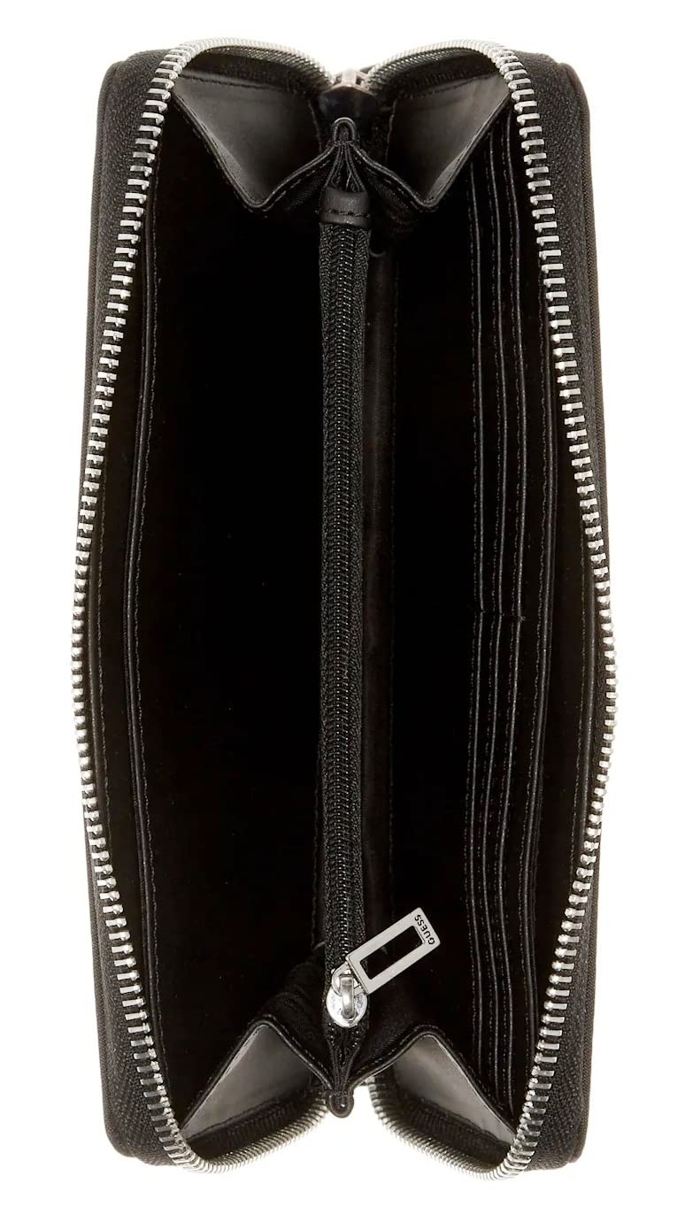 GUESS Women's Logo Print Zip Around Wallet Clutch Bag - Black