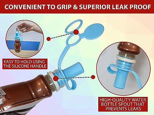 ZEKIAN Baby Water Bottle Cap, Water Bottle Spout, Bottle Top Adapter Replacement for Kids and Adults, Silicone Portable Spill-Proof, Leakproof, Reusable & Compatible with All Bottles, Pack of 4 PCS