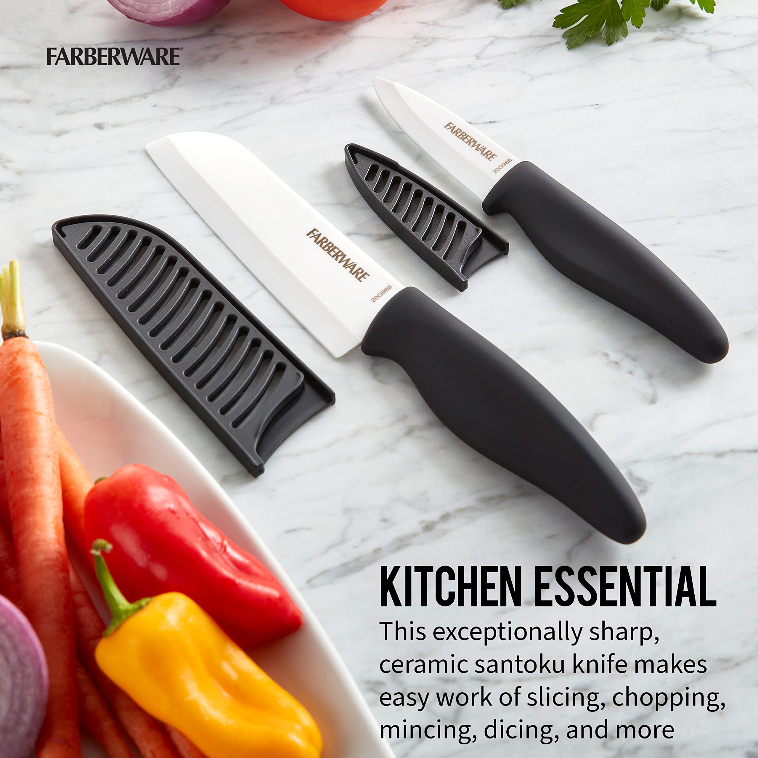 Farberware 5243363 Ceramic Knife Set, 2-Piece, Black