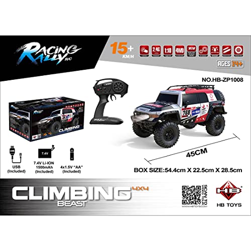 Lingxuinfo 1/10 RC Off-Road Crawler Model Toy High Speed 18Km/h, 2.4Ghz Officially Licensed RC Car with Led Light, Mechanical Retro Four-Wheel Drive Vechile Model kit for Kids