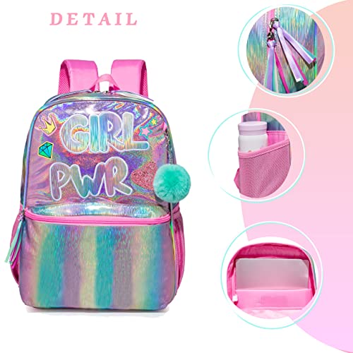 HTgroce Girls Backpack with Lunch Box Kindergarten Backpack for Girls Elementary Bookbag for Students School Preschool Toddler Backpack Set Girls Preschool School Bag with Lunch Box Pencil Case